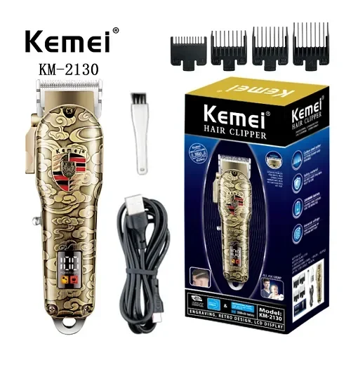 Επαναφορτιζόμενη κουρευτική μηχανή Kemei KM-2130 χρυσή | G for Gadget