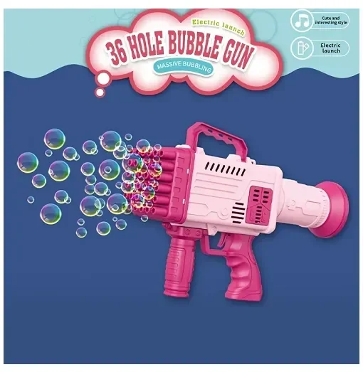 Παιδικό πιστόλι χειρός για αυτόματες φυσαλίδες Bubble Gun 36 Hole ροζ ...
