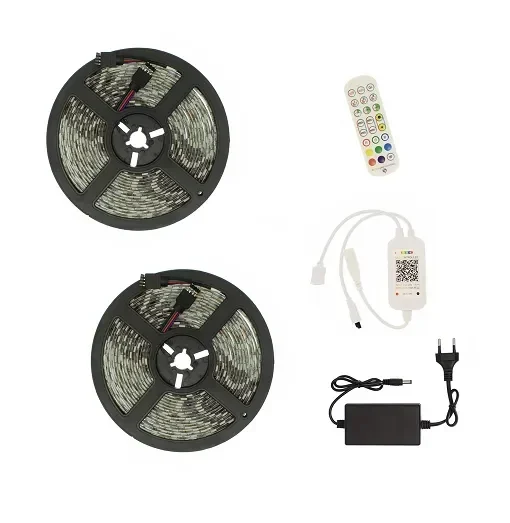 Αδιάβροχη LED ταινία 12V 10m (2x5m) με τηλεχειριστήριο, Bluetooth ...