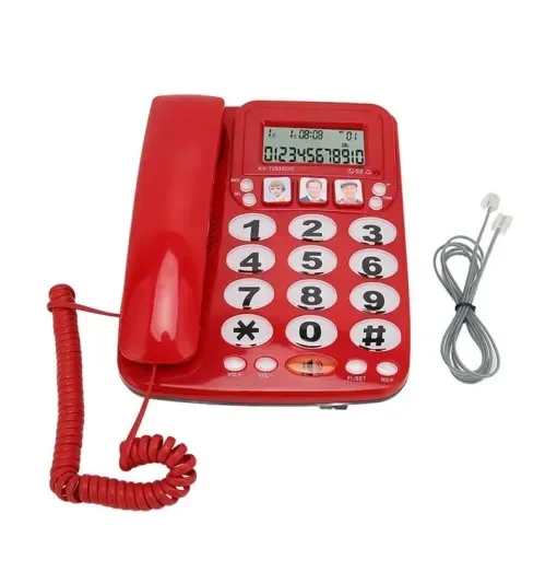 Ενσύρματο τηλέφωνο γραφείου με μεγάλη οθόνη N-INC KX-T2035CID κόκκινο | G for Gadget