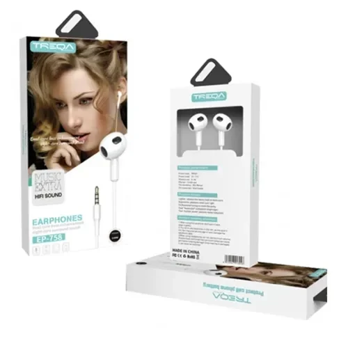 Ακουστικά κινητού Handsfree Earbuds με βύσμα Jack 3.5mm Treqa EP-758 ...