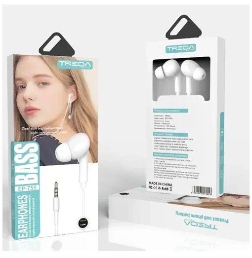 Ακουστικά κινητού Handsfree In-ear με βύσμα Jack 3.5mm Treqa EP-755 ...