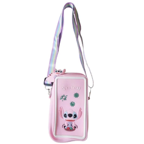 Παιδικό Τσαντάκι Σιλικόνης Ώμου για Κινητό - Stitch - Ροζ | G for Gadget
